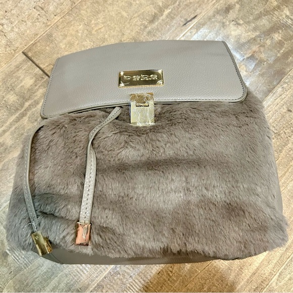 bebe | Bags | Bebe Dorothea Faux Fur Large Backpack Taupe Nwt | Poshmark